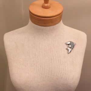 Vintage | Jewelry | Vintage Napier Blue Rhinestone Fish Pin Silvertone ...